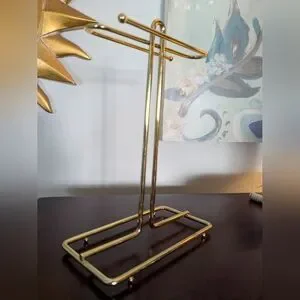 Vintage | Bath | Brass Bath Accessory Tea Towel Counter Top Rack Holder ...